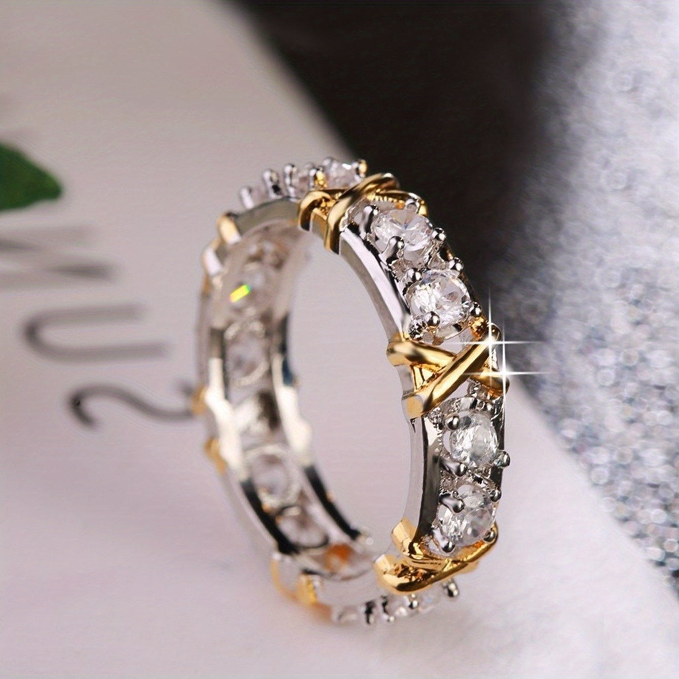 Zircon Lymph Nodes Ring X Cross Anxiety Band for Women – BLING QUEEN