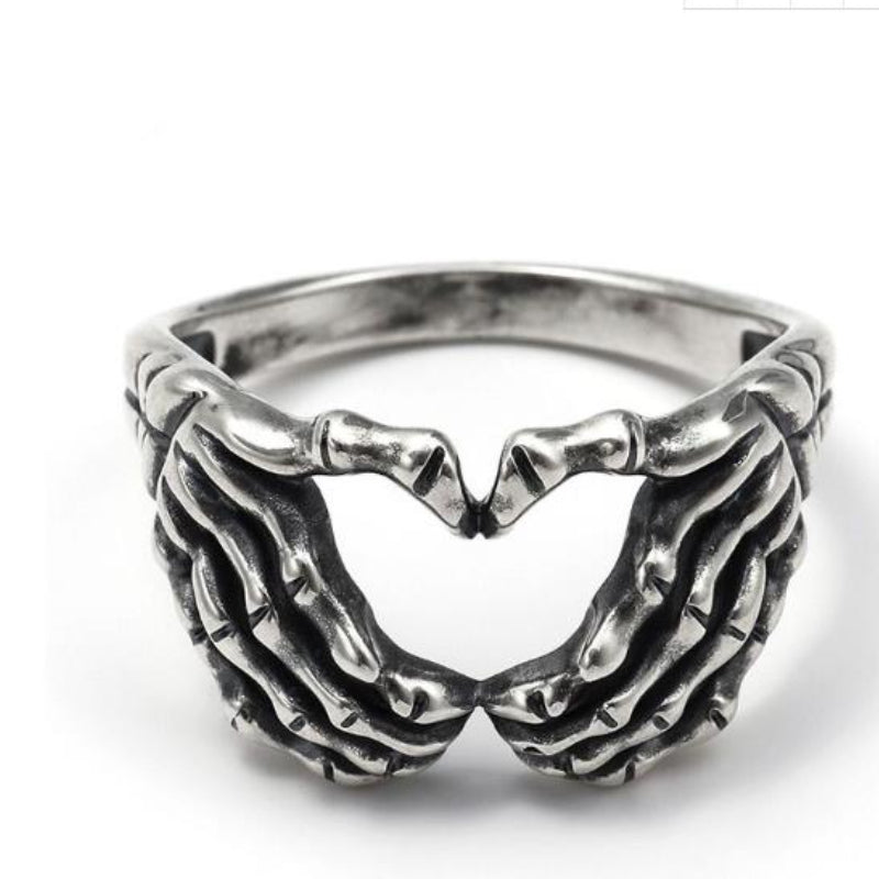 Men's Skeleton Hand Heart Ring Engagement Wedding Band – BLING QUEEN