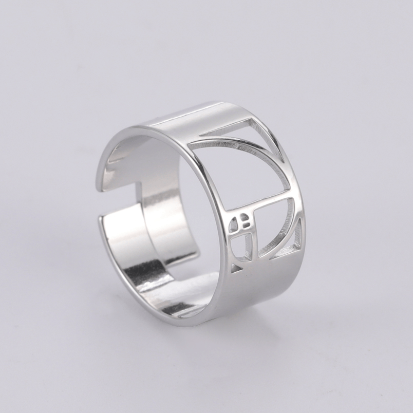 Men's Fibonacci Spiral Golden Ratio Ring Sacred Geometry Math ...