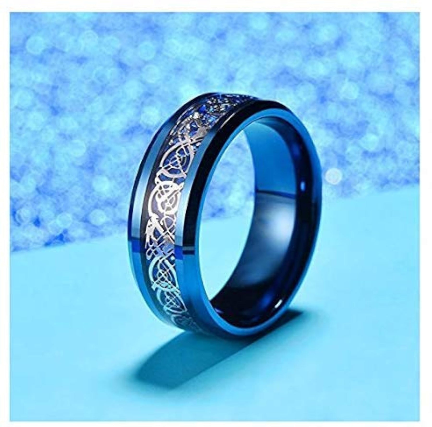 Stainless Steel Dragon Celtic Finger Rings - Pack of 2 - Blue Combo ...