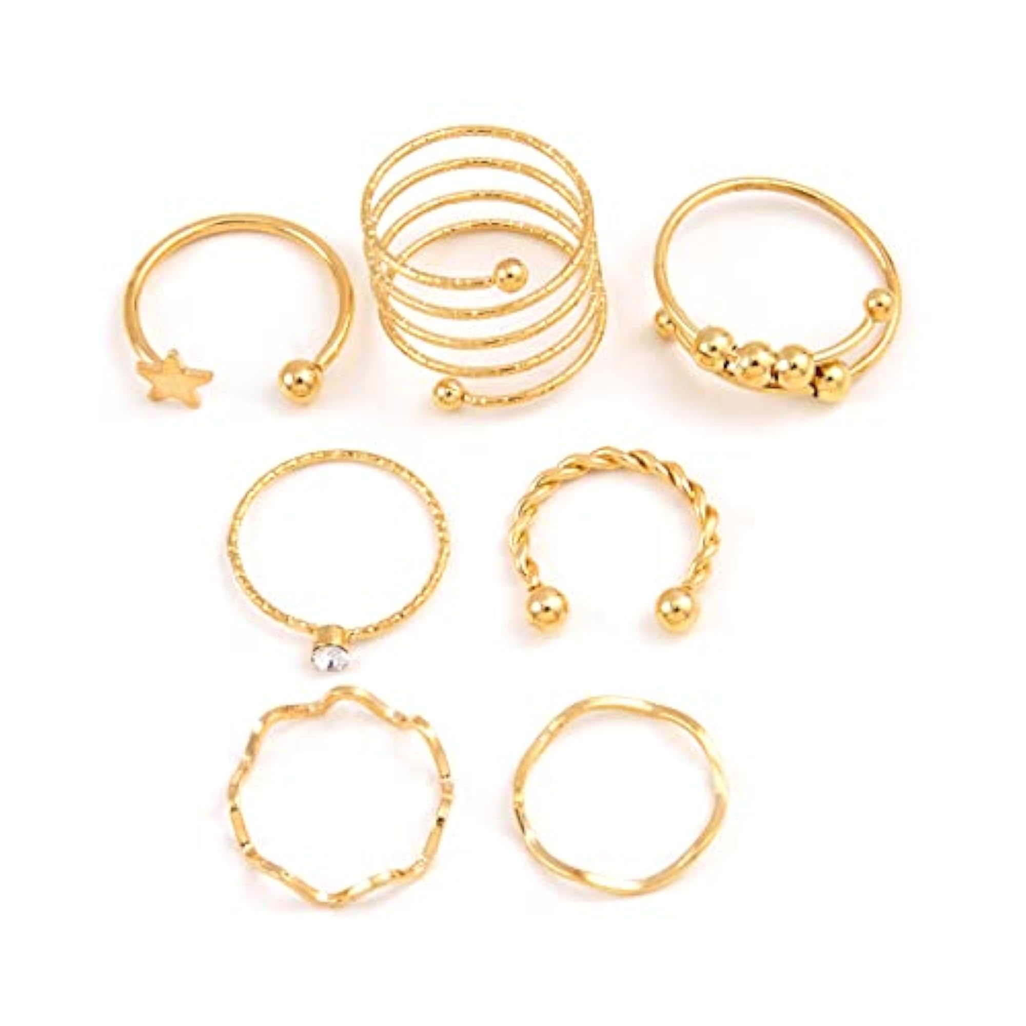 Set of 7 Stylish Metal Boho Midi Finger Rings – Bling Queen