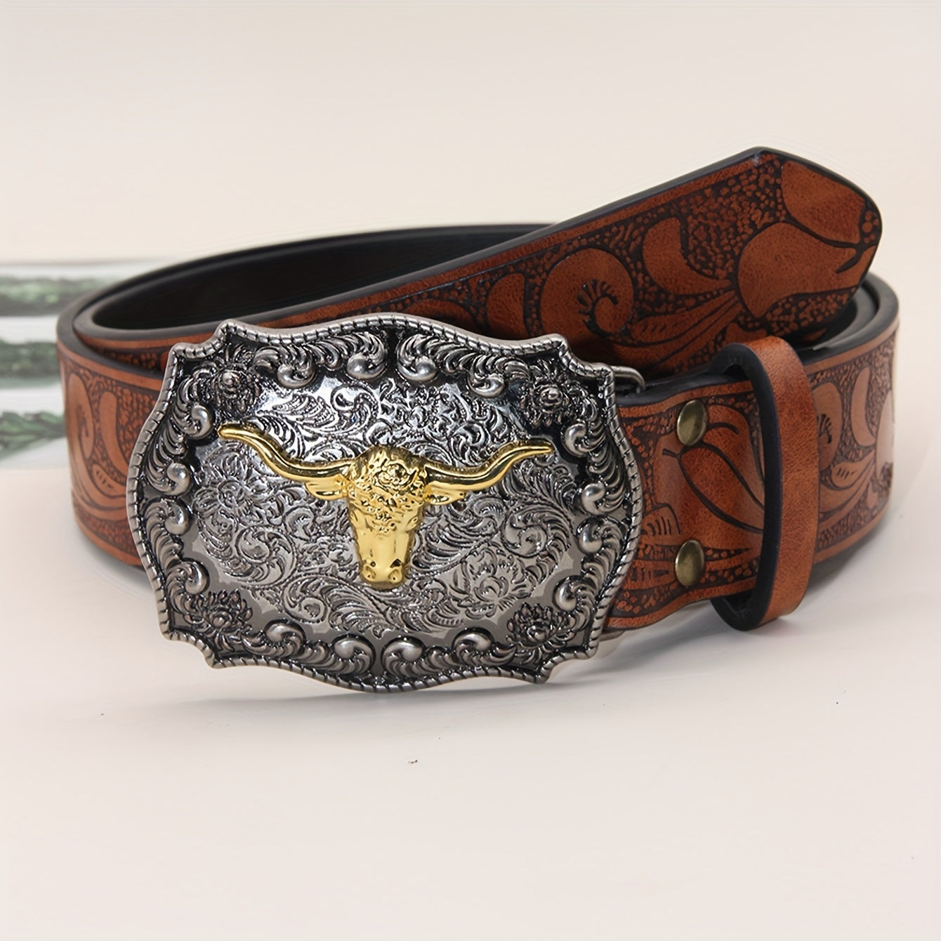 Men's Wide Cowboy Belt Cow Head Pattern Belt Buckle – BLING QUEEN