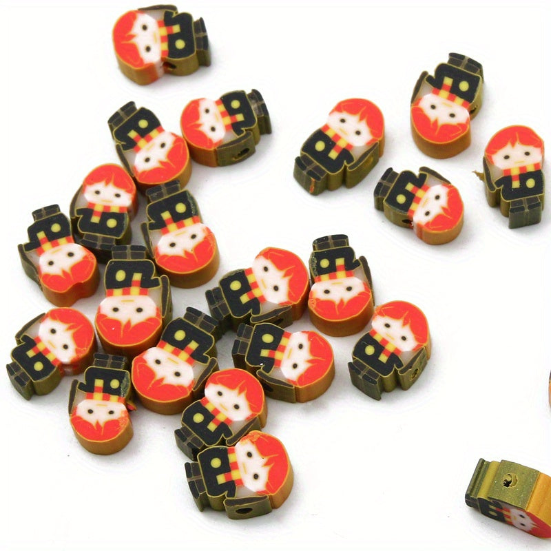 50pcs Mixed Cartoon Character Pattern Soft Pottery Beads DIY Jewelry ...
