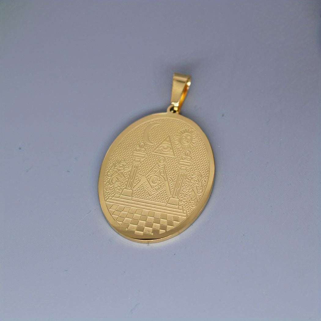 Stainless Steel Masonic Symbol Pendant Necklace Twin Pillars Boaz And ...