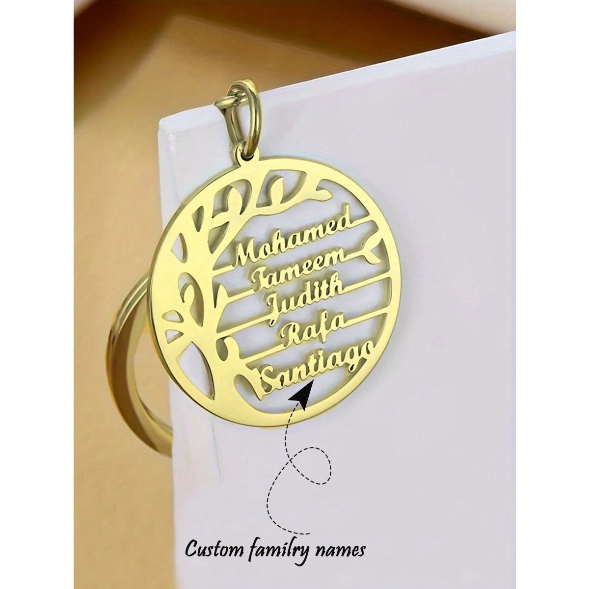 Personalized Family Tree of Life Stainless Steel Keychain with Names ...