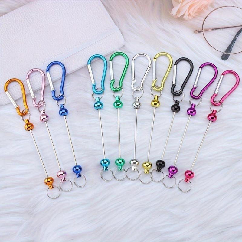 10 Pack DIY Jewelry Making Kit with Lock & Key Keychain Beaded Metal ...