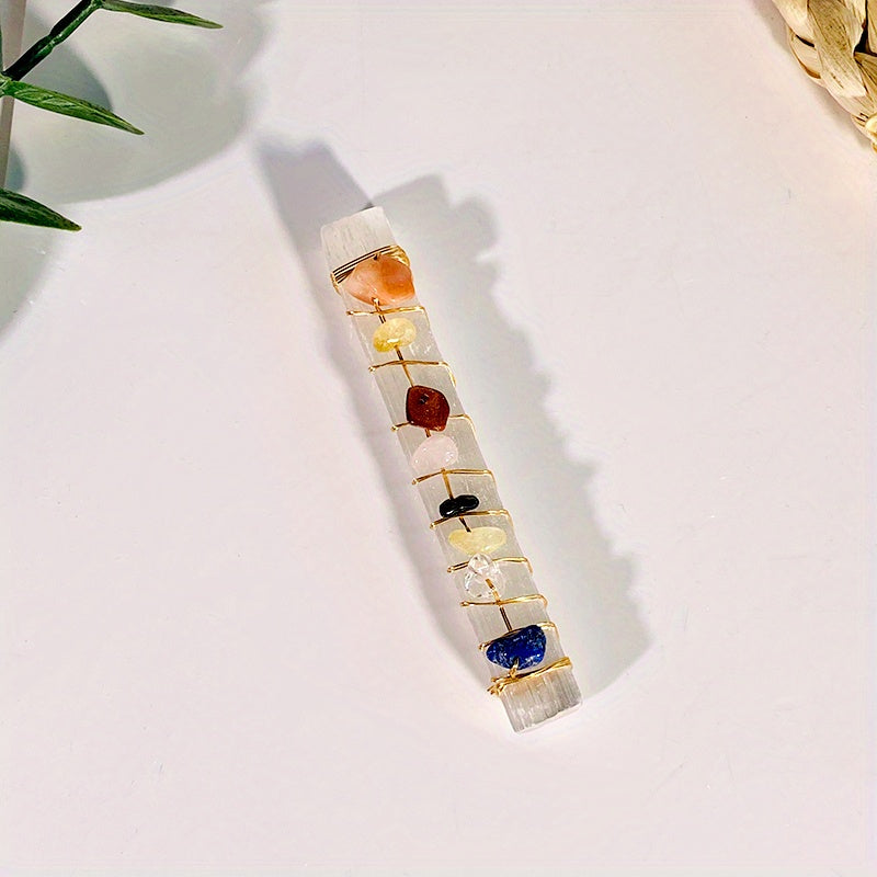Wire Wrapped Healing Stones Crystal Crafts Seven Chakra Selenite Strip ...