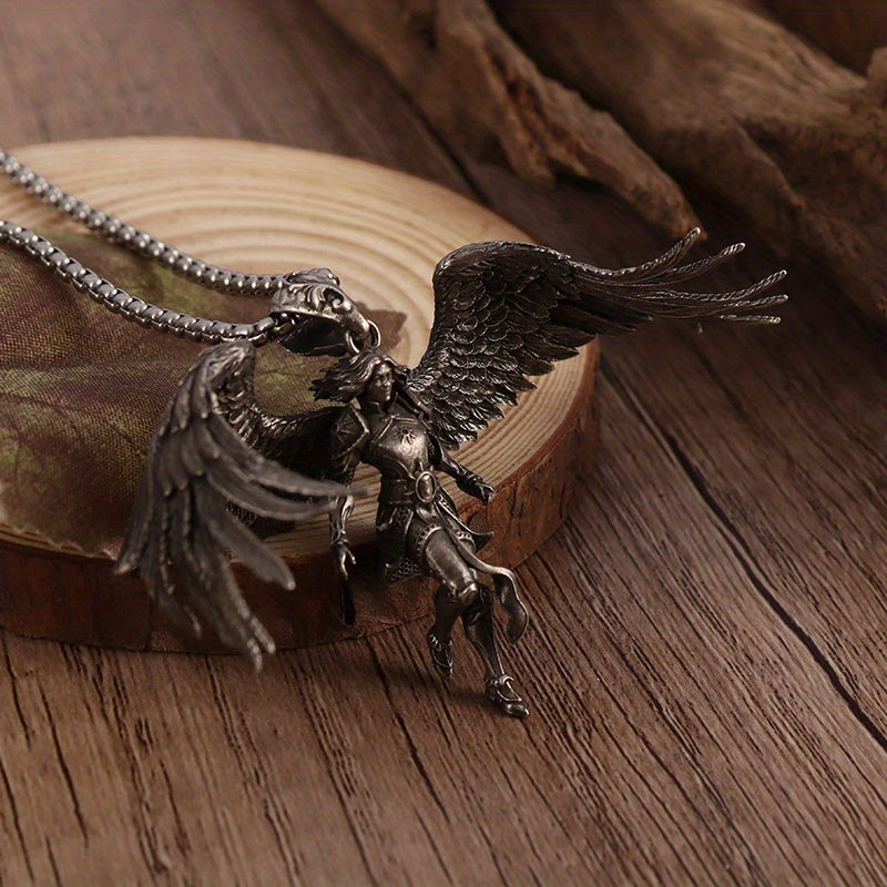 Retro Temple Angel Pendant Men's Necklace Domineering Unique Daily Wear ...