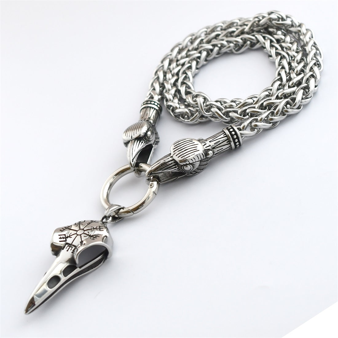 Men's Viking Crow Head Dragon Bone Chain Necklace – BLING QUEEN